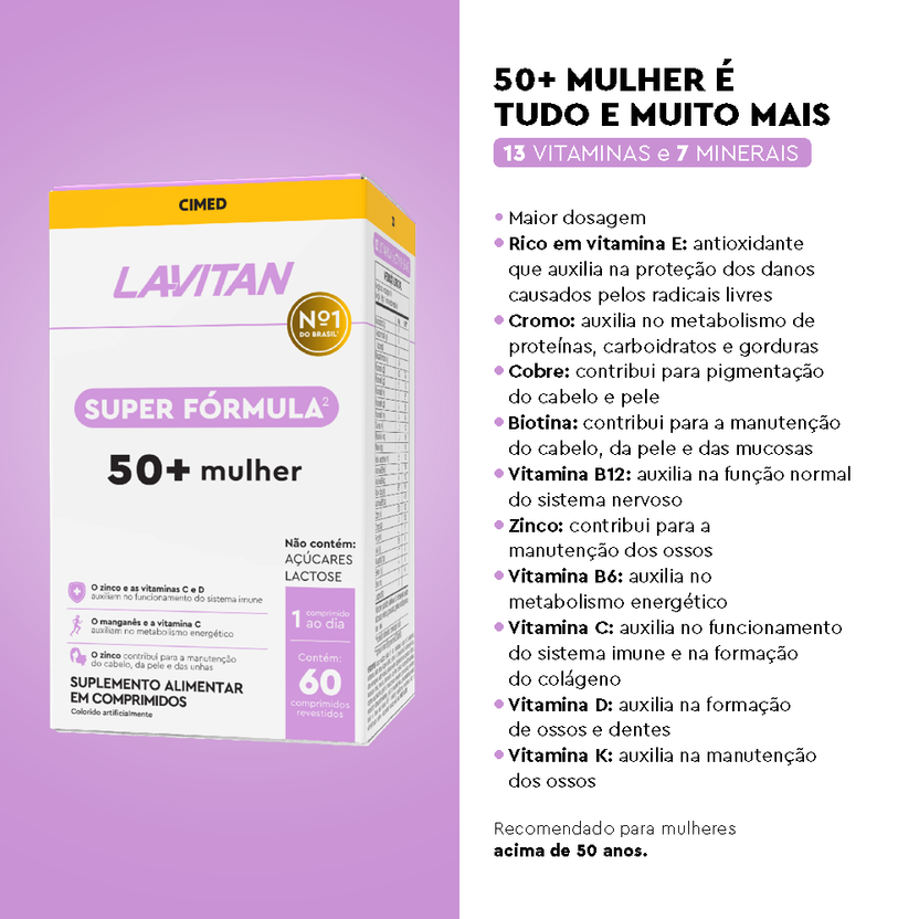 Lavitan Super Fórmula 50+ Mulher com 60 Cápsulas – Lavitan Vitaminas