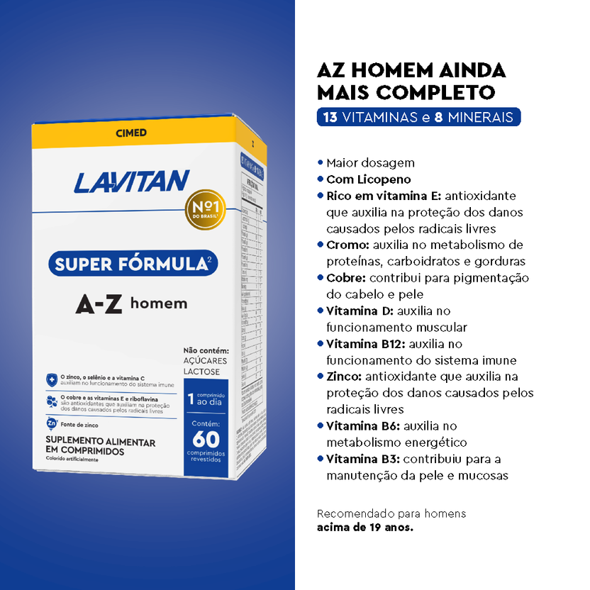 Lavitan Super Fórmula A-Z Homem com 60 Cápsulas – Lavitan Vitaminas