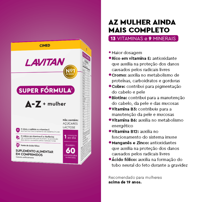 Lavitan Super Fórmula A-Z Mulher com 60 Cápsulas – Lavitan Vitaminas